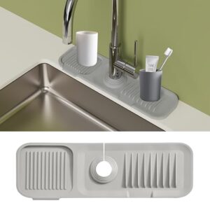 17"x5.9" gray kitchen faucet splash guard - 3 in 1 splash guard with 5° ramp - protects sinks from splashing, ideal for kitchens, bathrooms and rvs