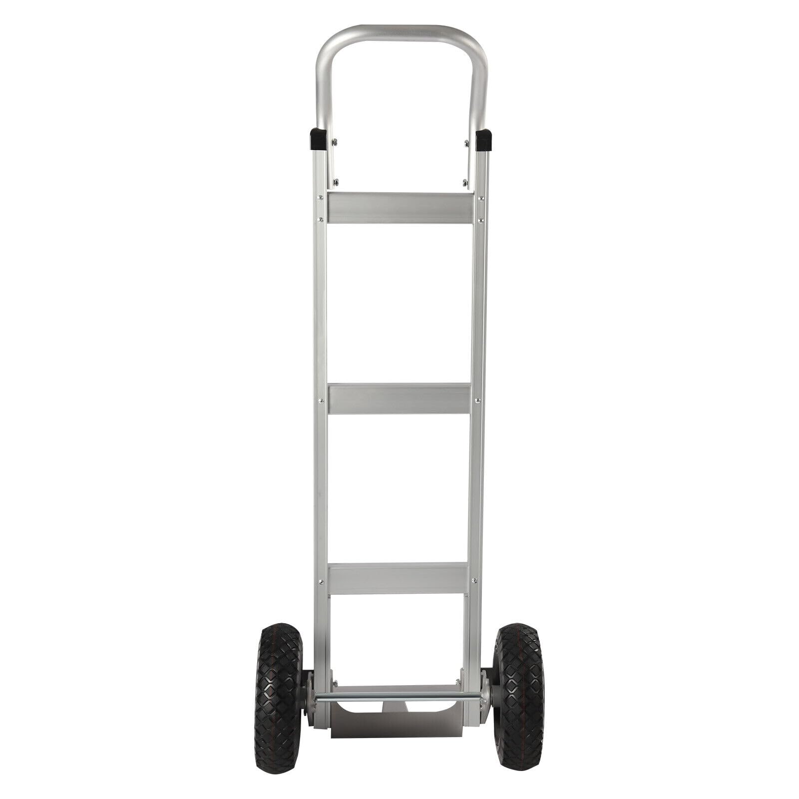 Heavy Duty Dolly with 2 Wheels Large Capacity Aluminum Alloy Hand Truck Cart with Rubber Wheels Silver Stair Climbing Cart (440lb)