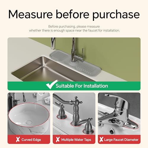 17"X5.9" Gray Kitchen Faucet Splash Guard - 3 in 1 Splash Guard with 5° Ramp - Protects Sinks from Splashing, Ideal for Kitchens, Bathrooms and RVs