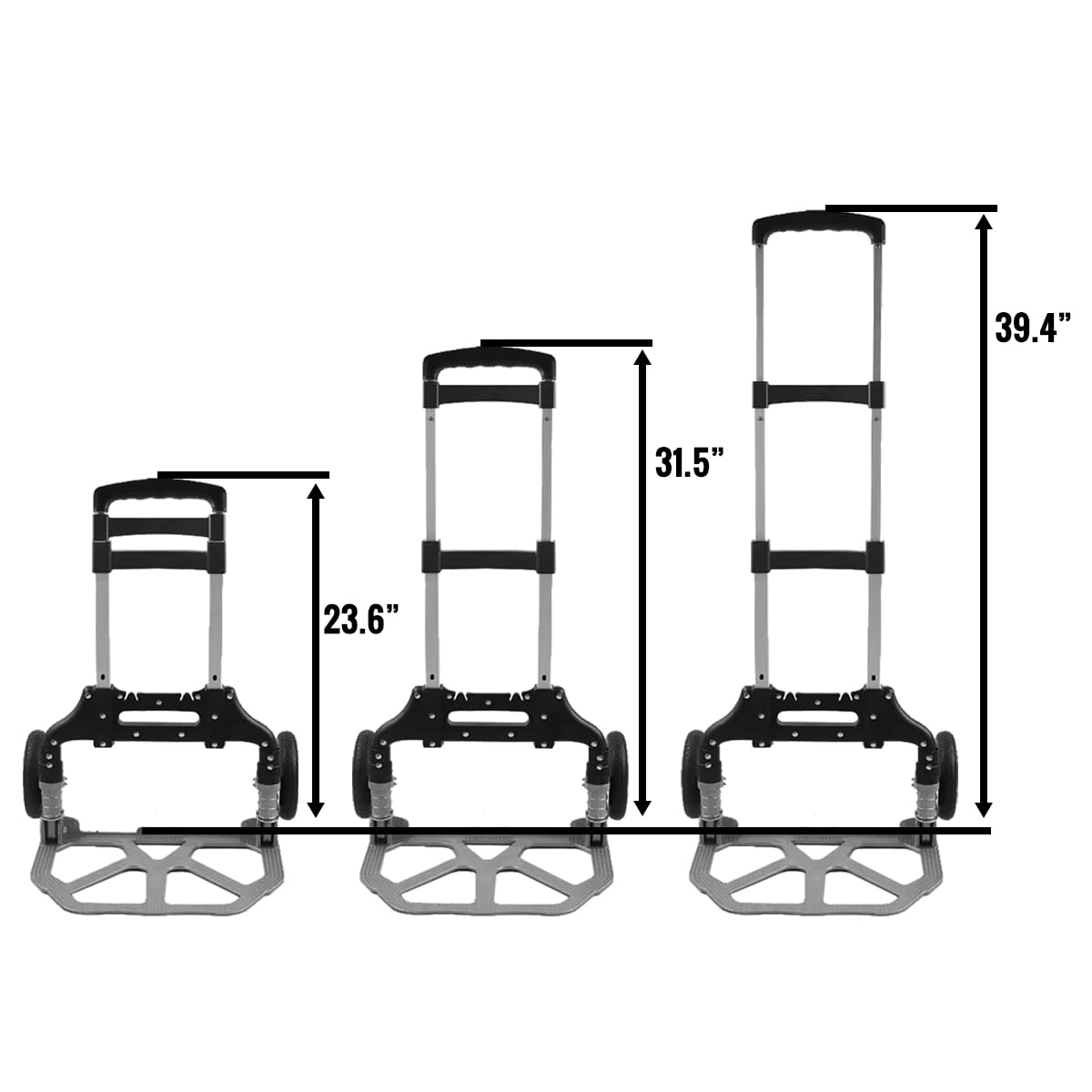 Folding Hand Truck Dolly 2-Pack | 165 LB Capacity | Aluminum Heavy Duty Foldable Hand Cart with Telescoping Handle | No Assembly Required Collapsable Dolly | Ideal for Warehouses, Luggage