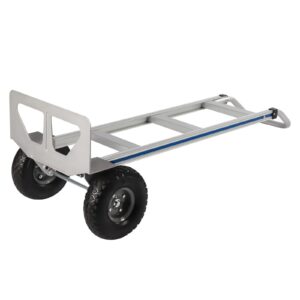 Heavy Duty Dolly with 2 Wheels Large Capacity Aluminum Alloy Hand Truck Cart with Rubber Wheels Silver Stair Climbing Cart (440lb)