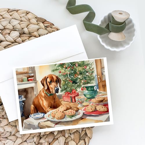 Caroline's Treasures DAC3875GCA7P Rhodesian Ridgeback Christmas Cookies Greeting Cards Pack of 8 Blank Cards with Envelopes Whimsical A7 Size 5x7 Blank Note Cards