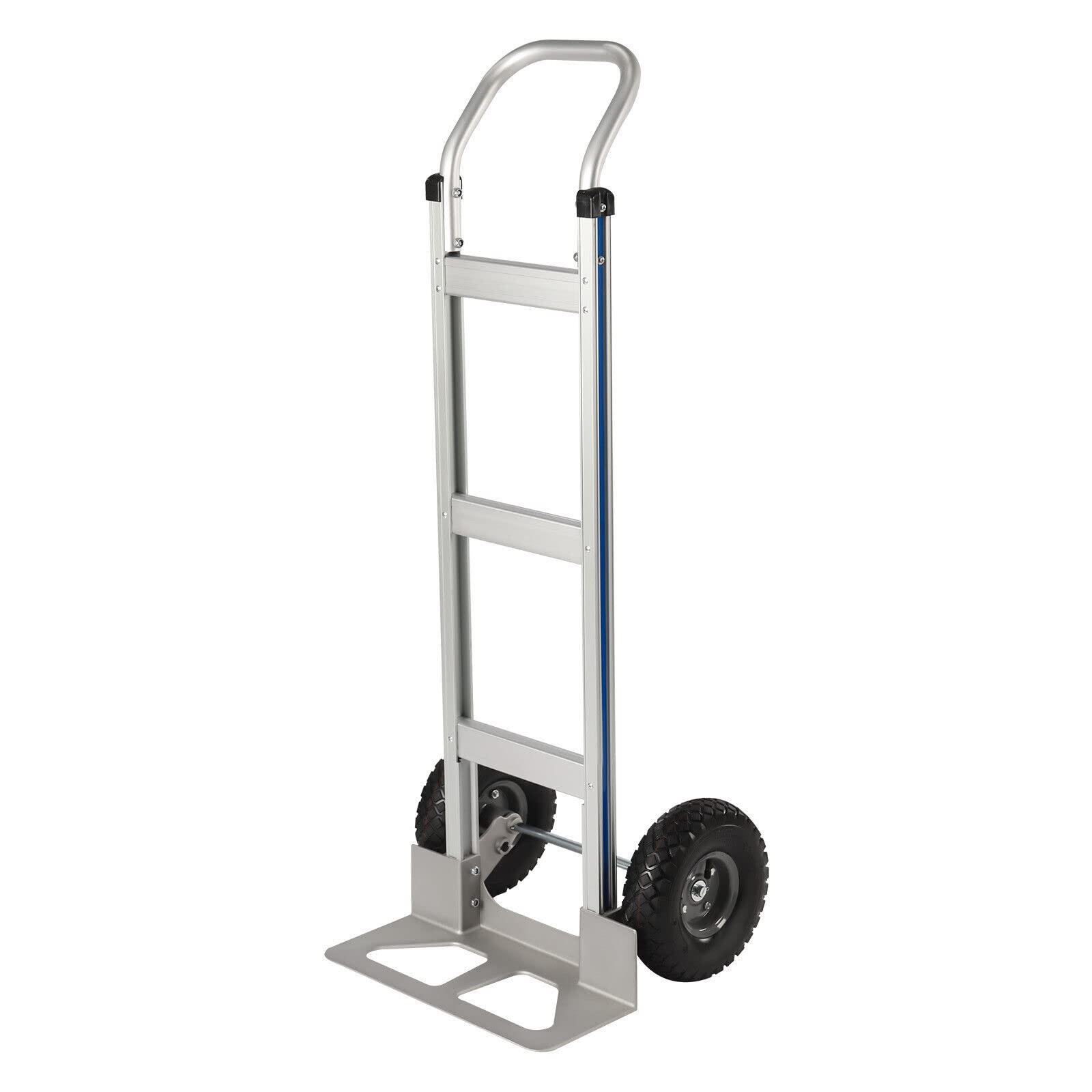 Heavy Duty Dolly with 2 Wheels Large Capacity Aluminum Alloy Hand Truck Cart with Rubber Wheels Silver Stair Climbing Cart (440lb)