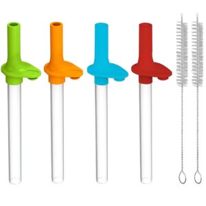 4pcs straws replacement and bite valve compatible with zak designs kelso 15 oz water bottle silicone replacement bite valve reusable straw with cleaning brush