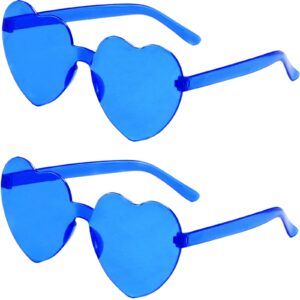 gcqjoq 2 pairs heart sunglasses for women, blue heart glasses for party favor