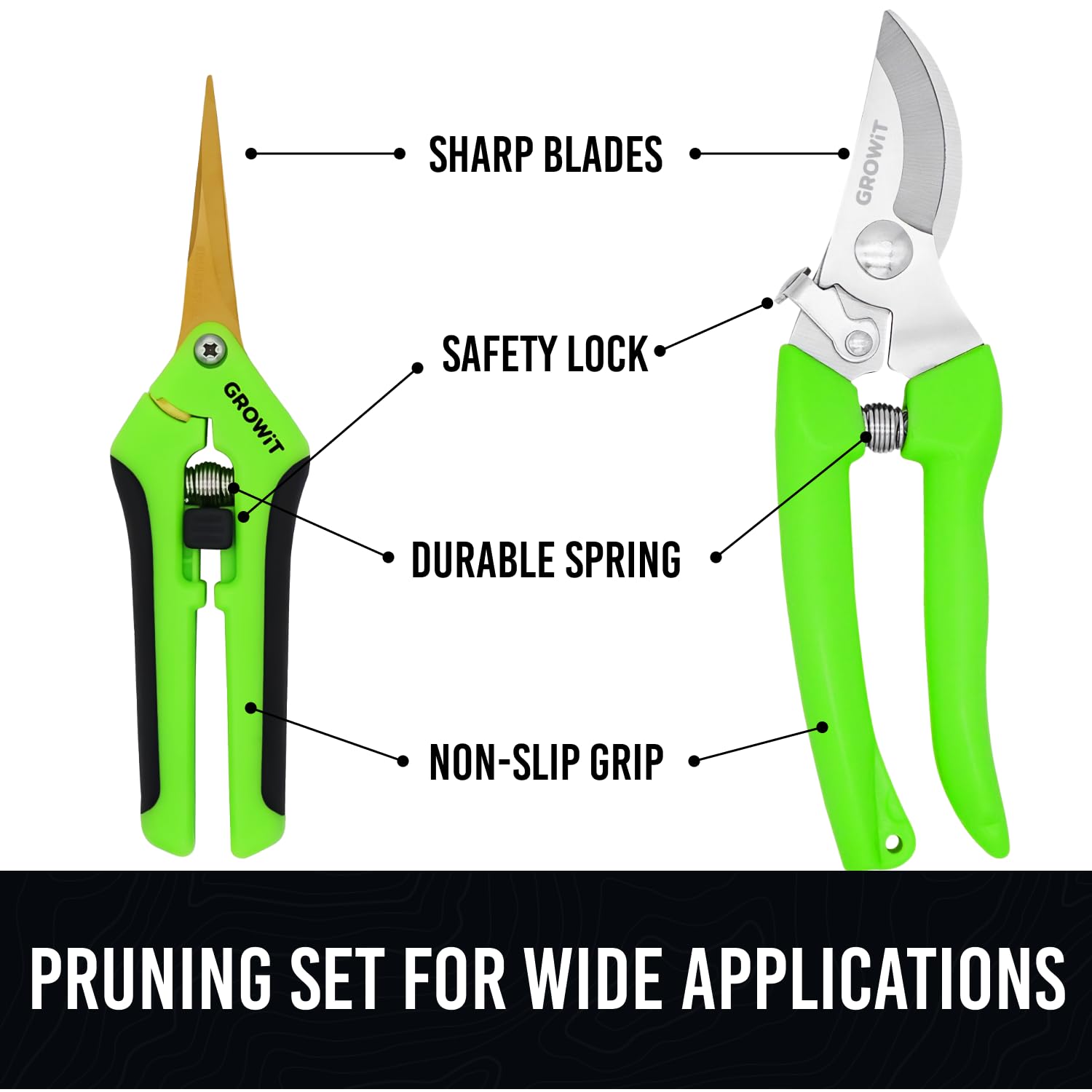 Craft911 Pruning Shears & Gardening Scissors Set - 7" Titanium Coated Sharp Garden Clippers, Stainless Steel Garden Shears for Plant - Garden Pruners, Florist Scissors with Non-Slip Grip