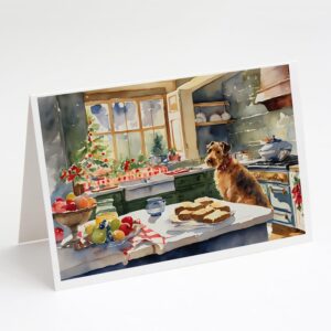 caroline's treasures dac3708gca7p airedale terrier christmas cookies greeting cards pack of 8 blank cards with envelopes whimsical a7 size 5x7 blank note cards