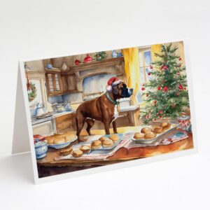 caroline's treasures dac3750gca7p boxer christmas cookies greeting cards pack of 8 blank cards with envelopes whimsical a7 size 5x7 blank note cards