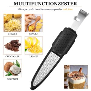 Lemon Zester Tool, Heavy Duty Cheese Vegetable Citrus Zester Grater with Handle for Lemon, Garlic, Nutmeg, Chocolate, Fruits, Vegetables - Stainless Steel Zester Grater & Cheese Shredder