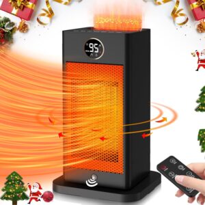 space heaters for indoor use, upgraded ptc space heater large room 1500w,2s fast heating heater with sensor/humidifier/3d flame effect/oscillating,heater for bedroom,office,heat up 260 sq.ft