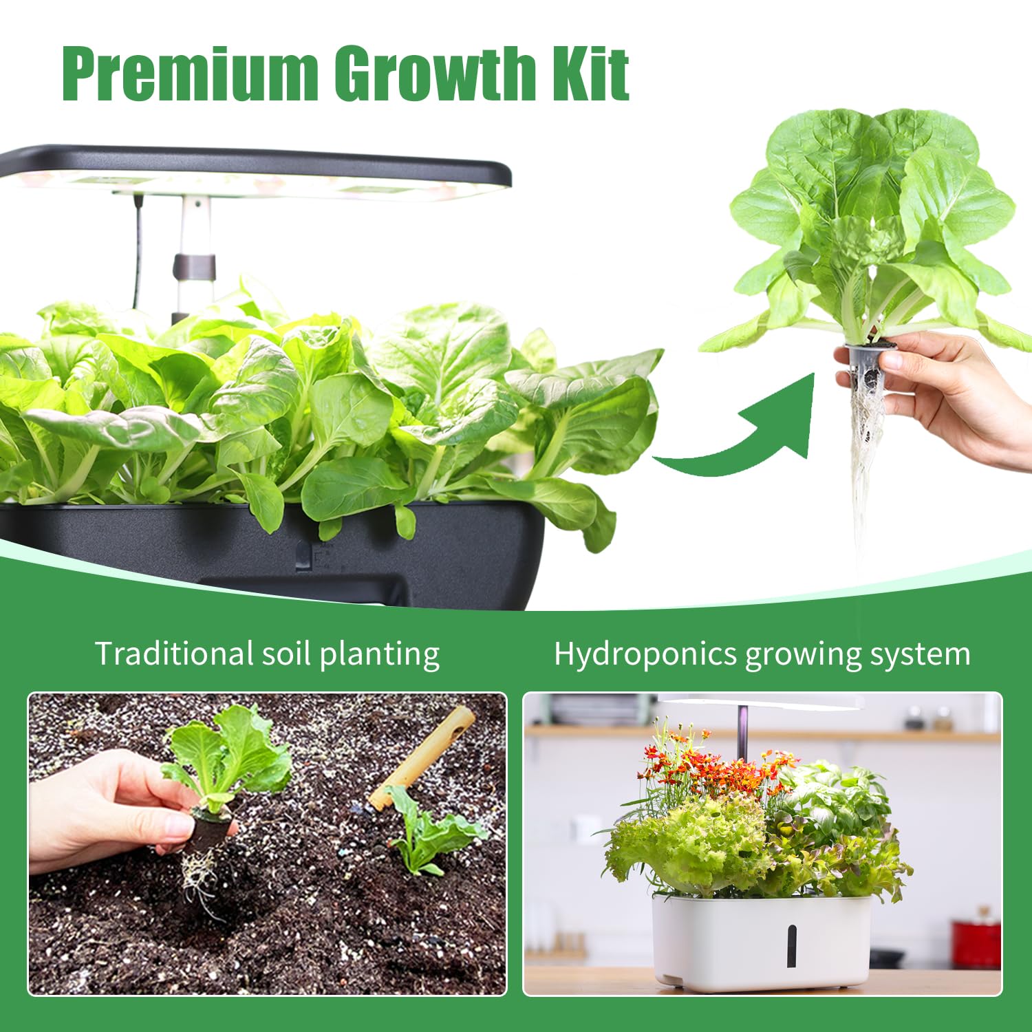 Seed Pod Kit Compatible with Aero Garden and All Brands - Grow Anything Kit for Indoor Garden Hydroponics Growing System with 12 Grow Sponges, 12 Pod Labels, 12 Plant Baskets Domes