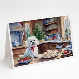 caroline's treasures dac3849gca7p maltese christmas cookies greeting cards pack of 8 blank cards with envelopes whimsical a7 size 5x7 blank note cards