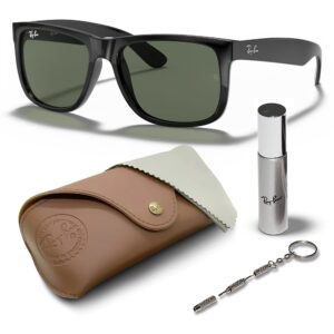 ray-ban rb4165 justin classic square shape sunglasses with eyewear kit bundle - high bridge fit - ideal formal and casual wear square sunglasses