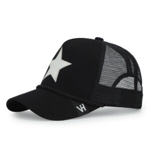 vintage havana black trucker hats women white pearl embellished star & rope | mesh adjustable snapback hat | men women baseball cap