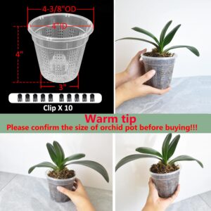 HOLANHING 8 Pack Orchid Pot, 4.5in Orchid Pots with Holes, Orchid Pots for Repotting with Clips, Clear Plastic Plant Pot for Indoor Outdoor Plants（4.5in, 8 Pack）