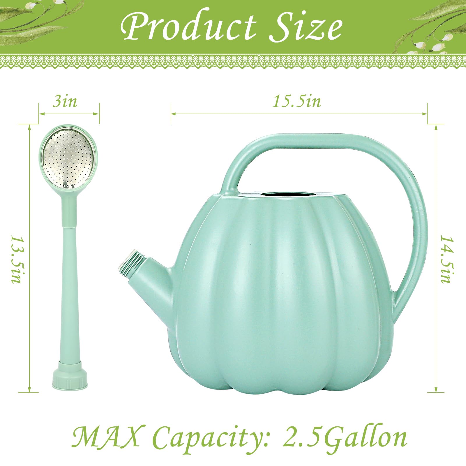 2.5 Gallon Watering Can for Outdoor Plants Bottle for Watering Indoor Outdoor Plants,Modern Plant Watering Can Large Long Spout with Sprinkler Head