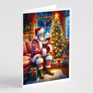 caroline's treasures dac4167gca7p westie and santa claus greeting cards pack of 8 blank cards with envelopes whimsical a7 size 5x7 blank note cards