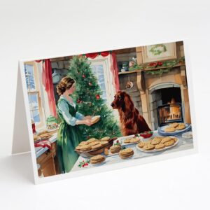 caroline's treasures dac3814gca7p irish setter christmas cookies greeting cards pack of 8 blank cards with envelopes whimsical a7 size 5x7 blank note cards