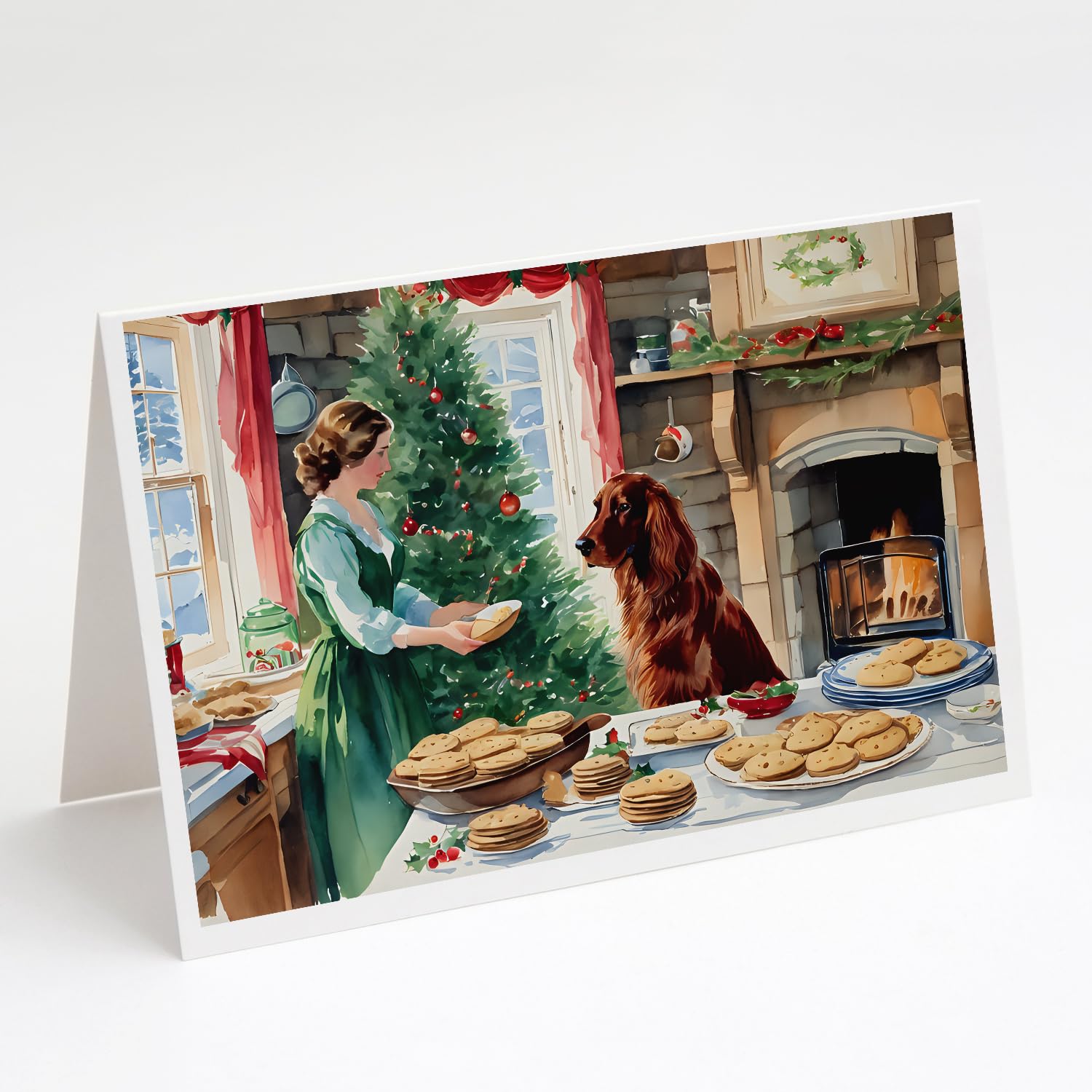 Caroline's Treasures DAC3814GCA7P Irish Setter Christmas Cookies Greeting Cards Pack of 8 Blank Cards with Envelopes Whimsical A7 Size 5x7 Blank Note Cards