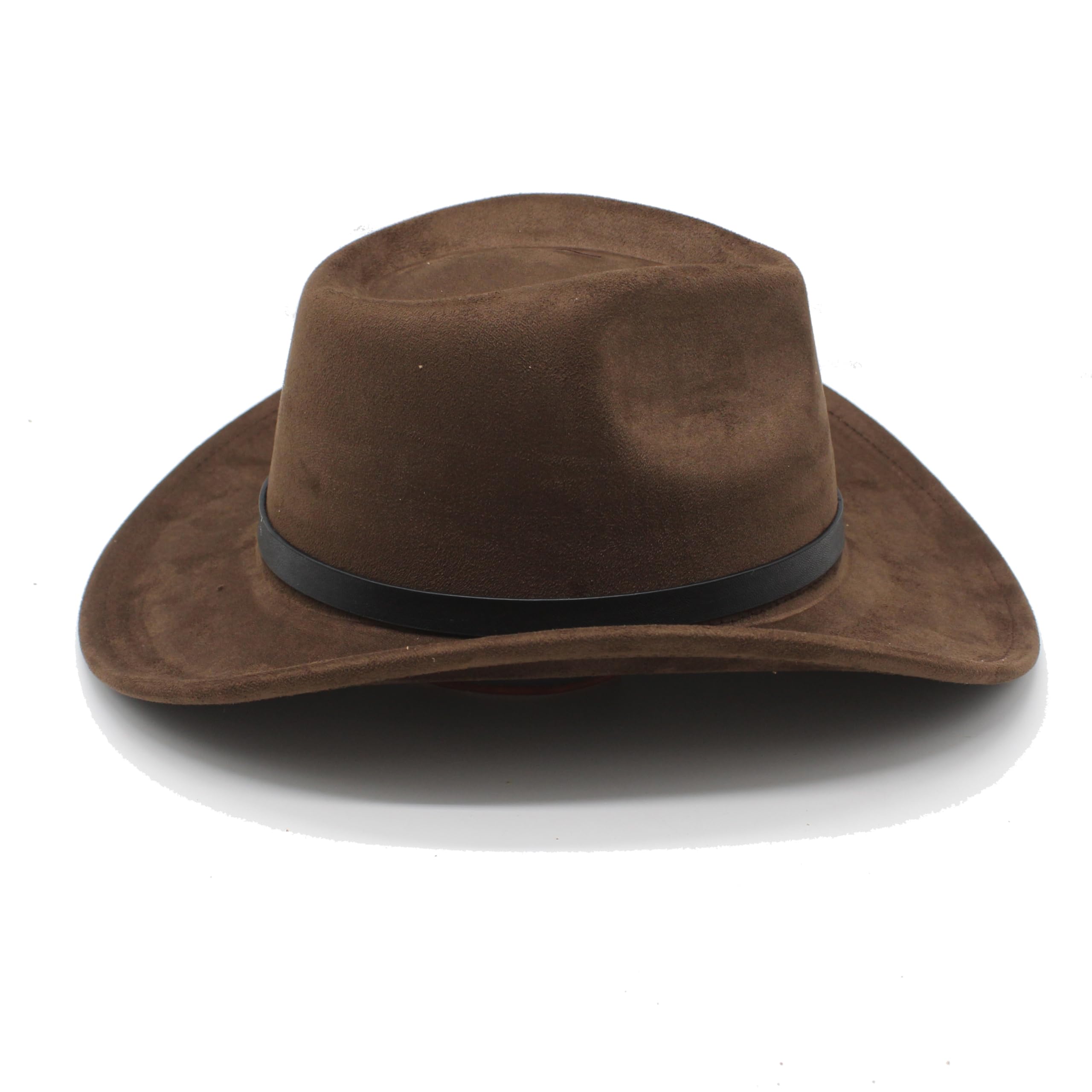 LIDHAY Cowboy Hat for Women Men Felt Wide Brim Cowgirl Hat Western Suede Hats for Cowboys and Cowgirls with Belt Buckle JZ-202 Brown