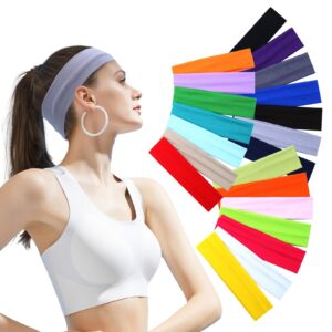 aqsxo 42 pack soft elastic stretch athletic hair bands, fashion headbands for women's hair and girls