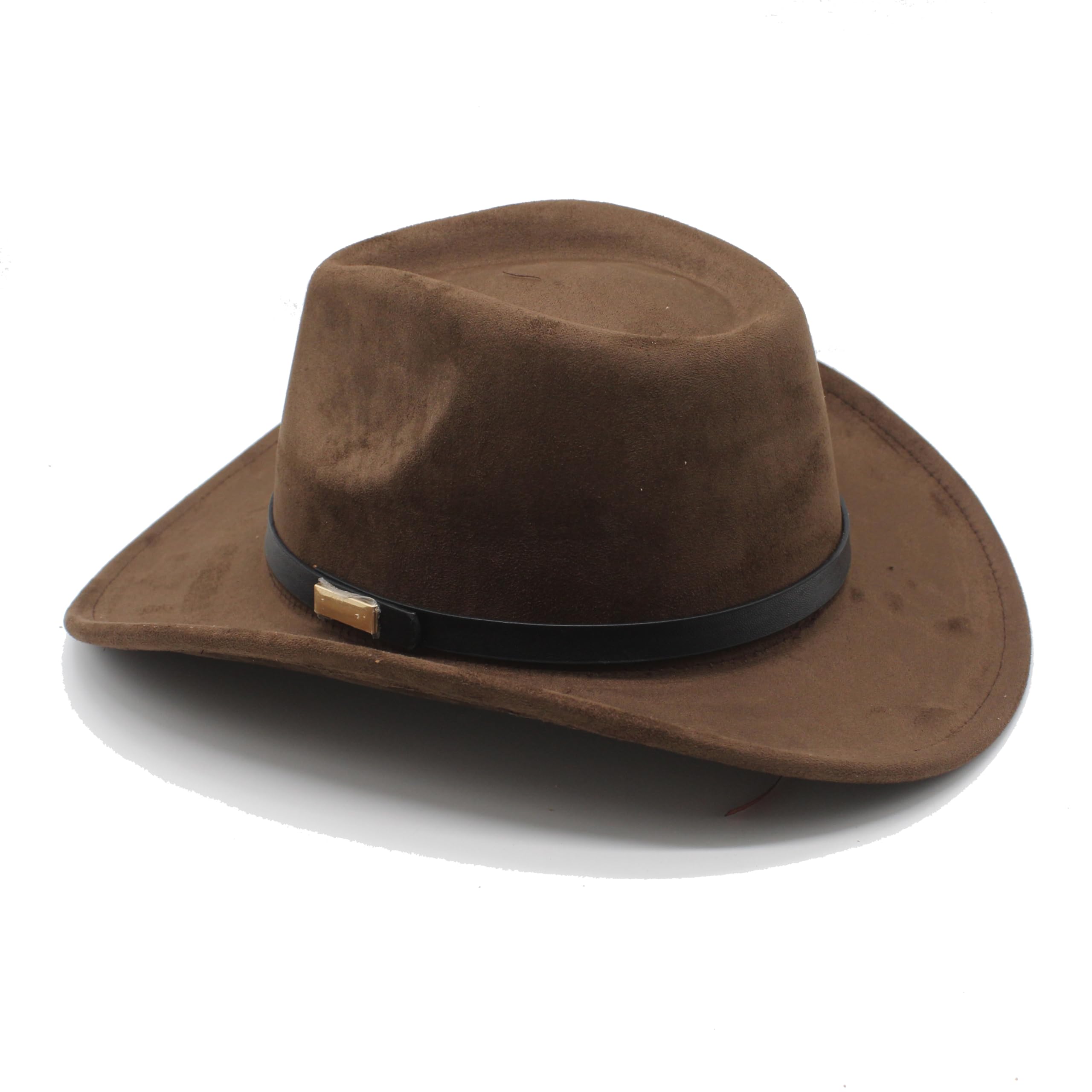 LIDHAY Cowboy Hat for Women Men Felt Wide Brim Cowgirl Hat Western Suede Hats for Cowboys and Cowgirls with Belt Buckle JZ-202 Brown