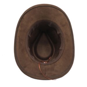 LIDHAY Cowboy Hat for Women Men Felt Wide Brim Cowgirl Hat Western Suede Hats for Cowboys and Cowgirls with Belt Buckle JZ-202 Brown