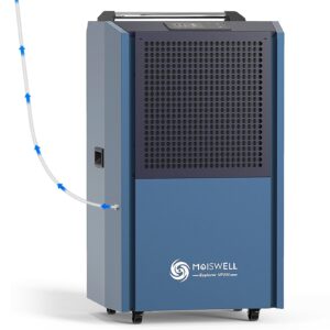 moiswell 250 pints commercial dehumidifier with pump for large spaces, industrial heavy duty commercial-grade dehumidifiers with drain hose for basements warehouse water damage restoration