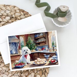 Caroline's Treasures DAC3849GCA7P Maltese Christmas Cookies Greeting Cards Pack of 8 Blank Cards with Envelopes Whimsical A7 Size 5x7 Blank Note Cards