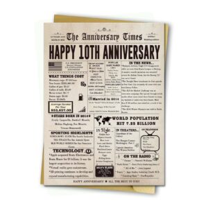 bennloos big 10th anniversary card for him her, retro 10 year anniversary card gift for couple, sweet 10 wedding anniversary cards for wife husband, best decennial gifts idea for parents