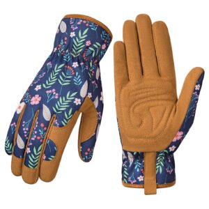 pleneal gardening gloves for women - leather garden gloves thorn proof, outdoor protective working gloves