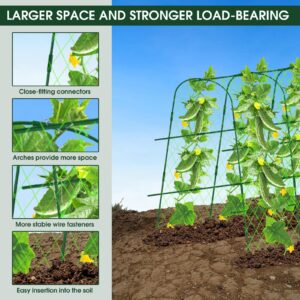 Hoyejyou 65"×48" Cucumber Trellis for Raised Bed, U-Shape Garden Trellis for Climbing Plants Outdoor, Metal Arch Vegetables Trellis, Detachable Cucumber Trellis Support for Tomato,Squash,Zucchini