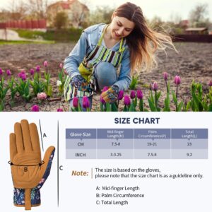 Pleneal Gardening Gloves for Women - Leather Garden Gloves Thorn Proof, Outdoor Protective Working Gloves