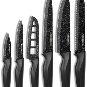 Knife Set, 6 Piece Kitchen Knife Set, High Carbon German Stainless Steel Knives Set, Non-stick Coating, Ultra Sharp, Dishwasher Safe