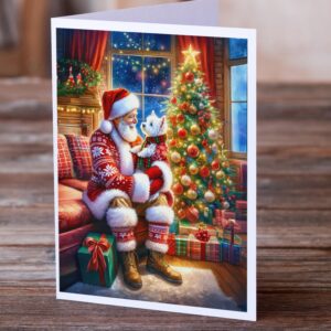 Caroline's Treasures DAC4167GCA7P Westie and Santa Claus Greeting Cards Pack of 8 Blank Cards with Envelopes Whimsical A7 Size 5x7 Blank Note Cards