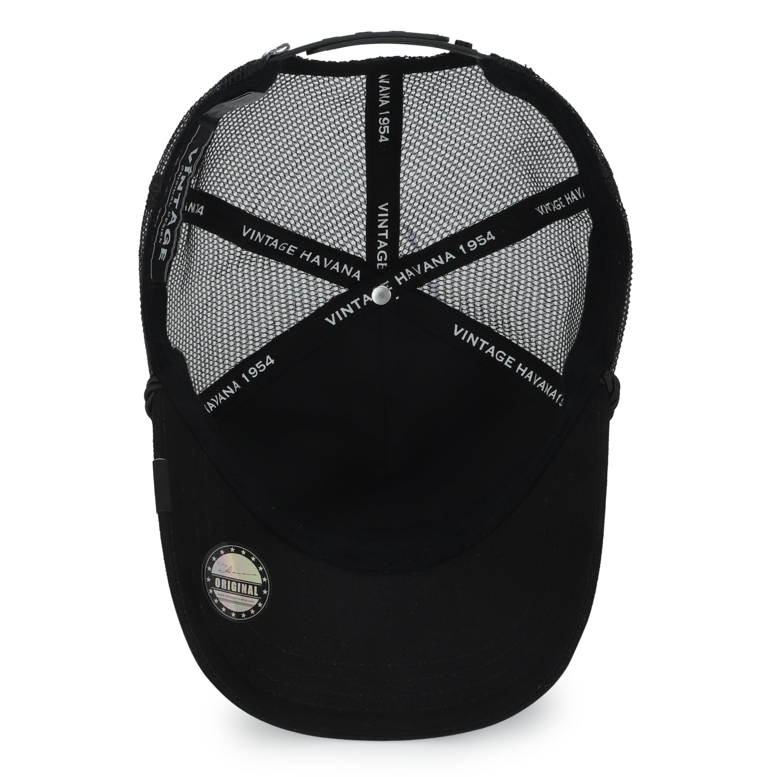 VINTAGE HAVANA Black Trucker Hats Women White Pearl Embellished Star & Rope | Mesh Adjustable Snapback Hat | Men Women Baseball Cap