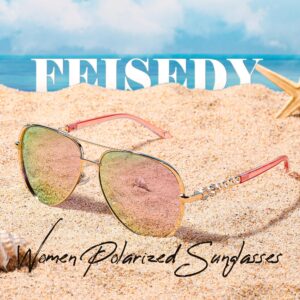 FEISEDY Retro Polarized Pilot Sunglasses for Women 70s Vintage Trendy Shades B4147