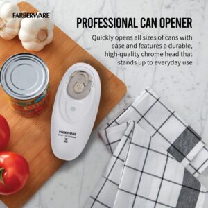 Farberware Compact Battery Operated Hands-Free Automatic Can Opener for any Size Can with Magnet to Safely Remove Lid, Seamless Opening Decreases Sharp Edges for Easily and Safely Opening Cans, Aqua