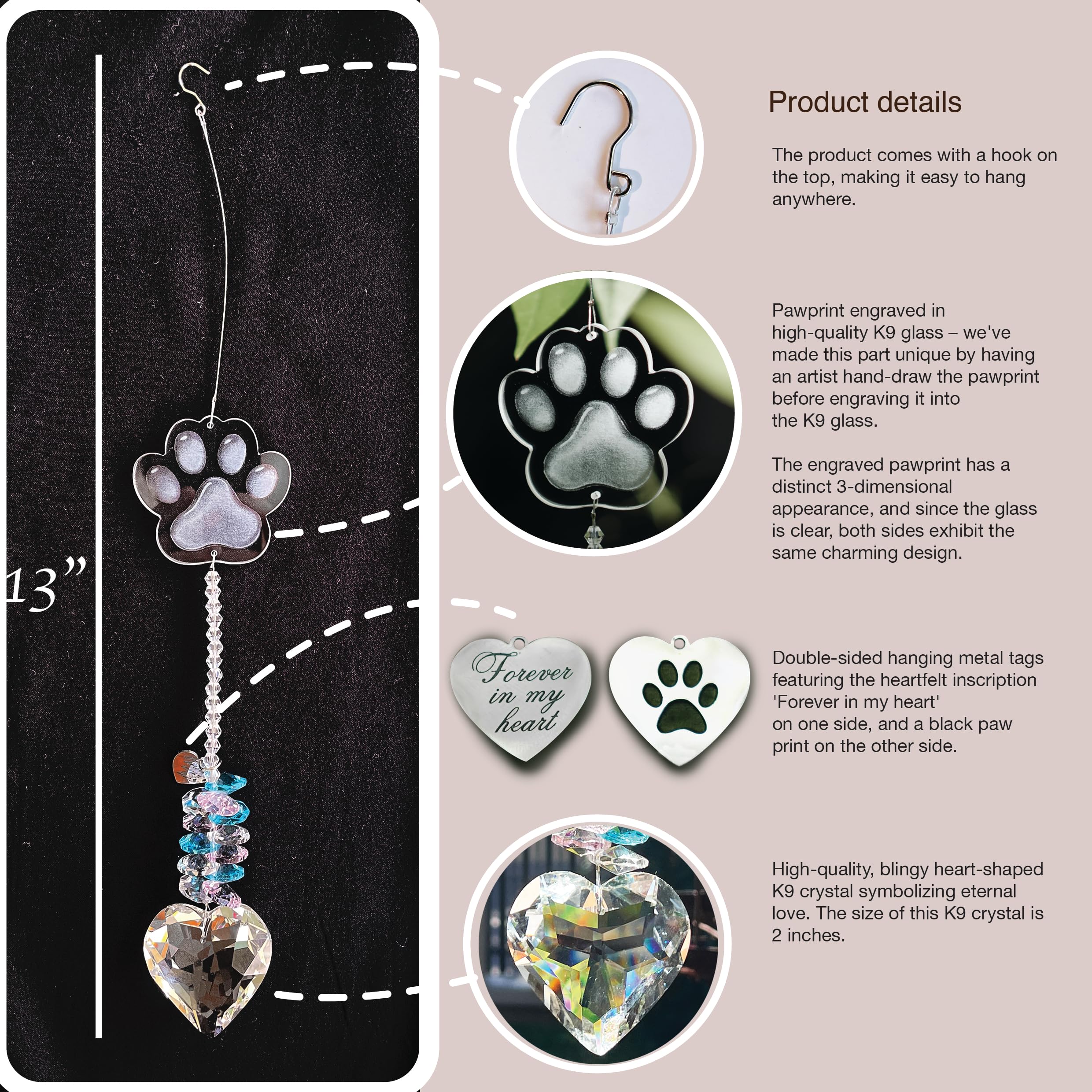 Pet Memorial Suncatcher, Dog Memorial Gifts, Pet Loss, Pet Sympathy, Thoughtful Dogs and Cats Remembrance, Bereavement Gifts