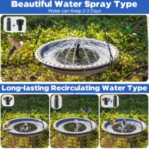 Dreyoo Solar Bird Bath Fountain for Outdoor, Solar Powered Hummingbird Water Fountain Combo Set, Bird Bath Bowl with Solar Fountain Pump with 4 Water Spray for Garden Yard Patio Lawn (Hanging)