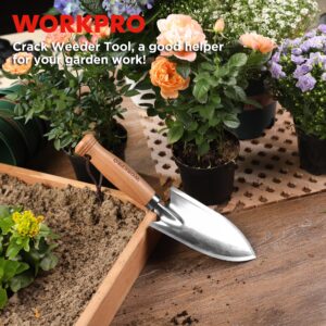 WORKPRO 11" Garden Hand Trowel, Heavy Duty Polished Stainless Steel Garden Shovels with Wood Handle, Small Gardening Hand Tools for Digging, Planting, Measure, Transplanting