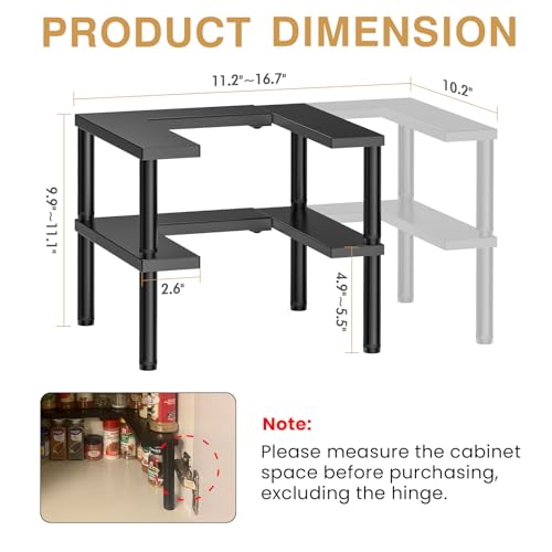 THYGIFTREE Spice Rack Organizer for Cabinet Expandable Metal Seasoning Organization Height Adjustable 2 Tier Spice Storage Shelf for Cupboard Pantry