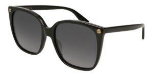 gucci lightness square women sunglasses gg0022s 001 black 57mm - bundle ocu-kit eyewear care packet