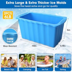 2Pack Extra Large Ice Block Molds-12LB Extra Thick Large Silicone Ice Cube Molds Reusable Giant Ice Cube Bricks Maker Molds Big Ice Tray for Coolers &Ice Bath Tub Cold Plunge Water Chiller Accessories