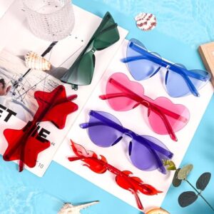 Geopty 10 Pack Fun Colorful Rimless Party Sunglasses Bulk Retro Funny Glasses Set for Bachelor Party Favors