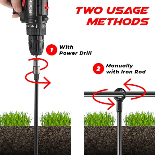 18'' Ground Anchors Heavy Duty for High Winds - Ground Stakes Earth Anchors - Screw in Shed Anchor Kit Auger Anchor for Mobile Home, Swing Set, Tent, Carport, Gazebo, Trap Anchors Hurricane Tie Down