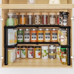 thygiftree spice rack organizer for cabinet expandable metal seasoning organization height adjustable 2 tier spice storage shelf for cupboard pantry