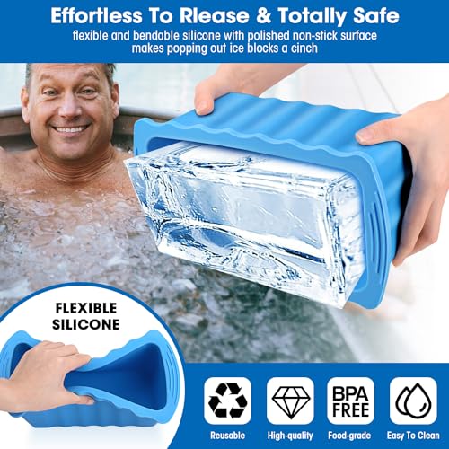 2Pack Extra Large Ice Block Molds-12LB Extra Thick Large Silicone Ice Cube Molds Reusable Giant Ice Cube Bricks Maker Molds Big Ice Tray for Coolers &Ice Bath Tub Cold Plunge Water Chiller Accessories