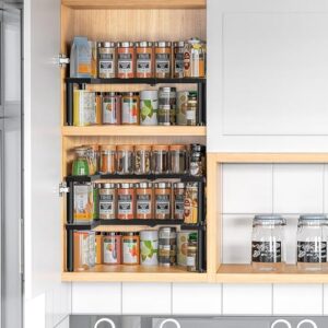 THYGIFTREE Spice Rack Organizer for Cabinet Expandable Metal Seasoning Organization Height Adjustable 2 Tier Spice Storage Shelf for Cupboard Pantry