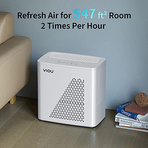 YIOU Air Purifier, Large Room Up to 547 Ft², H13 True HEPA Filter for Wildfires, Pets Hair, Dander, Smoke, Pollen, Quiet 20dB Air Cleaner for Bedroom Home Office Living Room Kitchen, R1(White)